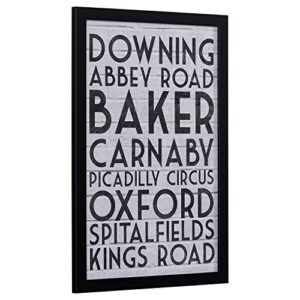 Amazon Brand – Stone & Beam Modern Black & White London Street London Street Names Print Wall Art, Black Frame, 18" x 26"