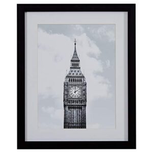 amazon brand – stone & beam modern black and white photo of big ben, black frame, 18" x 22"