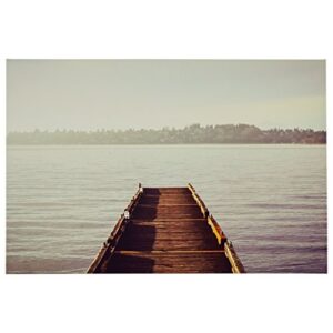 amazon brand – rivet wooden dock at the lake canvas print wall art, 45" x 30"