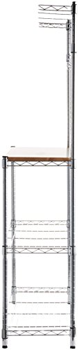 Amazon Basics 3 Tier Kitchen Storage Baker's Rack With Removeable Top, Wood/Chrome, 14" D x 36" W x 63.4" H