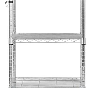 Amazon Basics Kitchen Storage Microwave Rack Cart on Caster Wheels with Adjustable Shelves, 175 Pound Capacity, 15 x 21 x 36.7 inches, Wood/Chrome