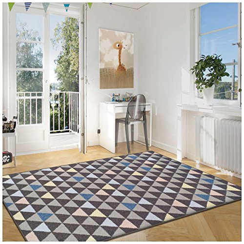 SUPERIOR Pastel Aztec Collection Area Rug, 6mm Pile Height with Jute Backing, Affordable and Contemporary Rugs, Multicolored Geometric Pattern - 8' x 10' Rug, Slate