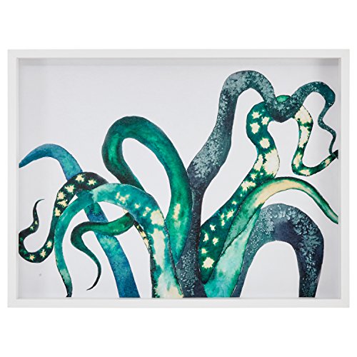 Amazon Brand – Rivet Modern Octopus Tentacle Print in Shadowbox, White Frame, 31" x 41"