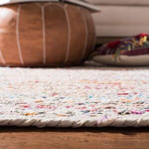 SAFAVIEH Braided Collection Runner Rug - 2'3" x 6', Ivory & Multi, Handmade Boho Reversible Cotton, Ideal for High Traffic Areas in Living Room, Bedroom (BRD210B)