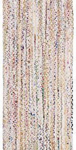 SAFAVIEH Braided Collection Runner Rug - 2'3" x 6', Ivory & Multi, Handmade Boho Reversible Cotton, Ideal for High Traffic Areas in Living Room, Bedroom (BRD210B)