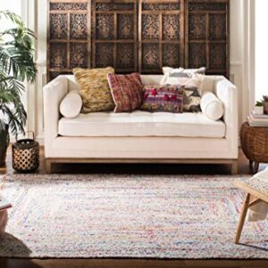 SAFAVIEH Braided Collection Accent Rug - 4' x 6', Ivory & Multi, Handmade Boho Reversible Cotton, Ideal for High Traffic Areas in Entryway, Living Room, Bedroom (BRD210B)