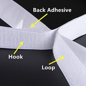 0.75 Inch×82 Feet /25m White Self Adhesive Hook and Loop Tape Sticky Back Fastening Tape, Self-Adhesive Tapes for Stationery and Household Purposes