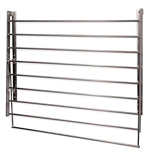 brightmaison Wall Mount Clothes Drying Rack & Laundry Room Organizer, 6.5 Yards Drying Capacity Stainless Steel Silver Set of 2 Laundry Rack