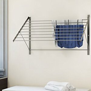 brightmaison Wall Mount Clothes Drying Rack & Laundry Room Organizer, 6.5 Yards Drying Capacity Stainless Steel Silver Set of 2 Laundry Rack