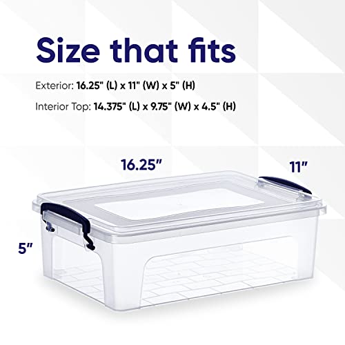 Superio 10 Qt Clear Plastic Storage Bins with Lids and Latches, Organizing Containers, Stackable Plastic Bin for Home, Garage, School, and Office