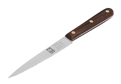 Icel 4-Inch Serrated Paring Knife, Brown Rosewood Handle, Full tang Blade