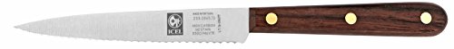 Icel 4-Inch Serrated Paring Knife, Brown Rosewood Handle, Full tang Blade