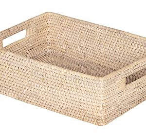 Kouboo 1060123 Laguna Rattan Shelf & Organizing Basket, Off White/Latte