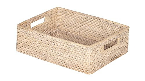 Kouboo 1060123 Laguna Rattan Shelf & Organizing Basket, Off White/Latte