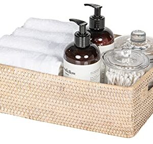 Kouboo 1060123 Laguna Rattan Shelf & Organizing Basket, Off White/Latte