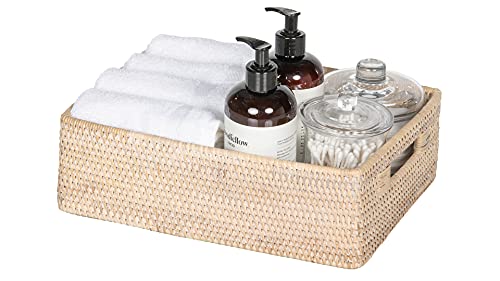 Kouboo 1060123 Laguna Rattan Shelf & Organizing Basket, Off White/Latte