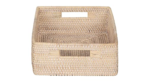 Kouboo 1060123 Laguna Rattan Shelf & Organizing Basket, Off White/Latte