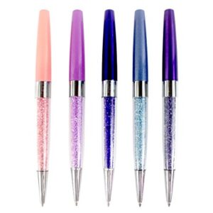 Gullor 5PCS Bling Bling Silm Crystal Diamond Retractable Ballpoint Pen - Style A