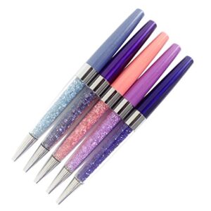 Gullor 5PCS Bling Bling Silm Crystal Diamond Retractable Ballpoint Pen - Style A