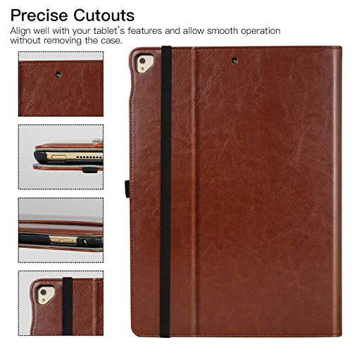 ZtotopCase for iPad Pro 12.9 Inch 2017/2015 (Old Model,1st & 2nd Gen), Premium Leather Business Folding Stand Folio Cover with Auto Wake/Sleep and Document Card Slot, Multiple Viewing Angles,Brown