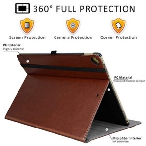 ZtotopCase for iPad Pro 12.9 Inch 2017/2015 (Old Model,1st & 2nd Gen), Premium Leather Business Folding Stand Folio Cover with Auto Wake/Sleep and Document Card Slot, Multiple Viewing Angles,Brown