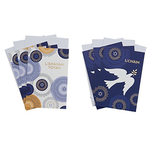 Hallmark Tree of Life Rosh Hashanah Card Assortment, L'Shanah Tovah and L'Chaim (6 cards with Envelopes)