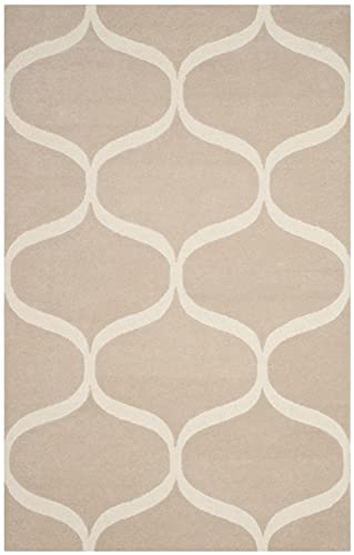 SAFAVIEH Cambridge Collection Area Rug - 5' x 8', Light Beige & Ivory, Handmade Moroccan Ogee Wool, Ideal for High Traffic Areas in Living Room, Bedroom (CAM730J)