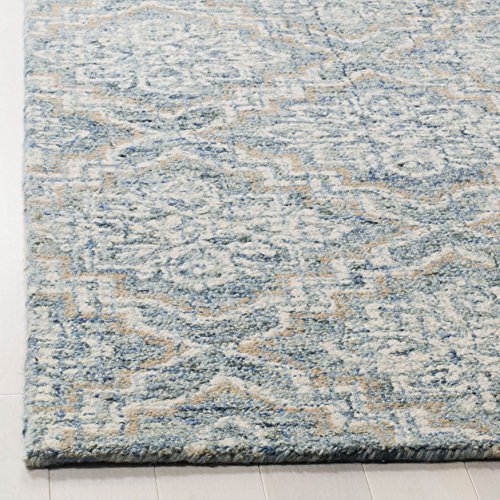 SAFAVIEH Abstract Collection Area Rug - 8' x 10', Blue & Grey, Handmade Wool, Ideal for High Traffic Areas in Living Room, Bedroom (ABT201A)