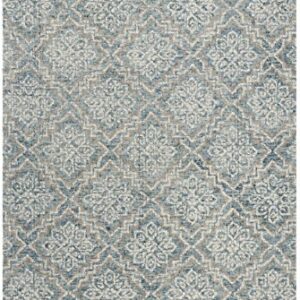 SAFAVIEH Abstract Collection Area Rug - 8' x 10', Blue & Grey, Handmade Wool, Ideal for High Traffic Areas in Living Room, Bedroom (ABT201A)