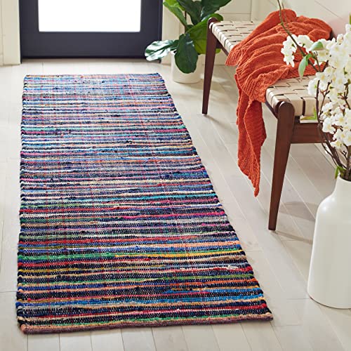 SAFAVIEH Rag Rug Collection Accent Rug - 2' x 3', Ivory & Multi, Handmade Boho Stripe Cotton, Ideal for High Traffic Areas in Entryway, Living Room, Bedroom (RAR240A)