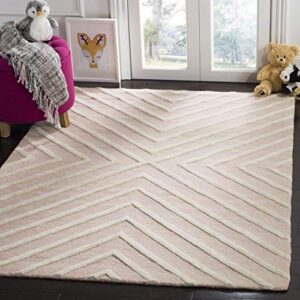 SAFAVIEH Kids Collection Area Rug - 5' x 7', Pink & Ivory, Handmade Geometric Wool, Ideal for High Traffic Areas in Living Room, Bedroom (SFK920P)