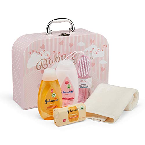 Newborn Gift Set for Baby Girl – Pink Keepsake Box with Baby Clothes, Teddy Bear and Newborn Essentials - Welcome Baby Basket for Parents Makes a Unique Shower Gift