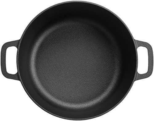 Amazon Basics Pre-Seasoned Cast Iron Round Dutch Oven Pot with Lid and Dual Handles, 5-Quart, Black