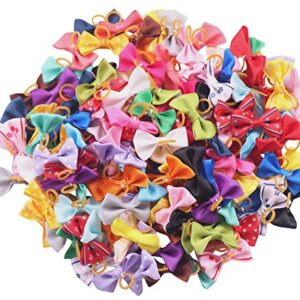 YAKA 60PCS (30 Paris) Cute Puppy Dog Small Bowknot Hair Bows with Rubber Bands Handmade Hair Accessories Bow Pet Grooming Products (60 Pcs,Cute Patterns) (Rubber Bands Style 1)