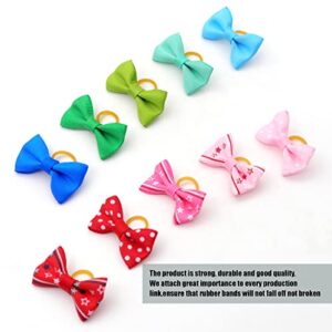 YAKA 60PCS (30 Paris) Cute Puppy Dog Small Bowknot Hair Bows with Rubber Bands Handmade Hair Accessories Bow Pet Grooming Products (60 Pcs,Cute Patterns) (Rubber Bands Style 1)