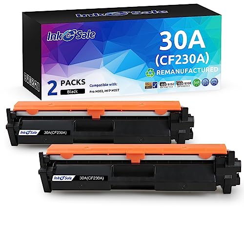 INK E-SALE Compatible Toner Cartridge Replacement for HP 30A CF230A (2-Pack), for use with HP Laserjet M203d M203dn M203dw HP Laserjet Pro MFP M227fdn M227fdw M227sdn Printer with IC Chip