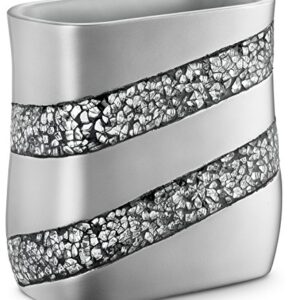 Creative Scents Silver Mosaic Bathroom Trash Can - Decorative Waste Basket for Bathroom - Durable Slim Space Friendly Small Trash Can for Bathroom, Powder Room, Bedroom, Living Room Or Office