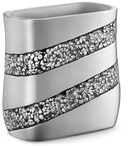 Creative Scents Silver Mosaic Bathroom Trash Can - Decorative Waste Basket for Bathroom - Durable Slim Space Friendly Small Trash Can for Bathroom, Powder Room, Bedroom, Living Room Or Office