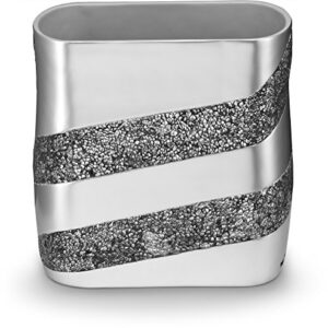 Creative Scents Silver Mosaic Bathroom Trash Can - Decorative Waste Basket for Bathroom - Durable Slim Space Friendly Small Trash Can for Bathroom, Powder Room, Bedroom, Living Room Or Office