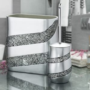 Creative Scents Silver Mosaic Bathroom Trash Can - Decorative Waste Basket for Bathroom - Durable Slim Space Friendly Small Trash Can for Bathroom, Powder Room, Bedroom, Living Room Or Office