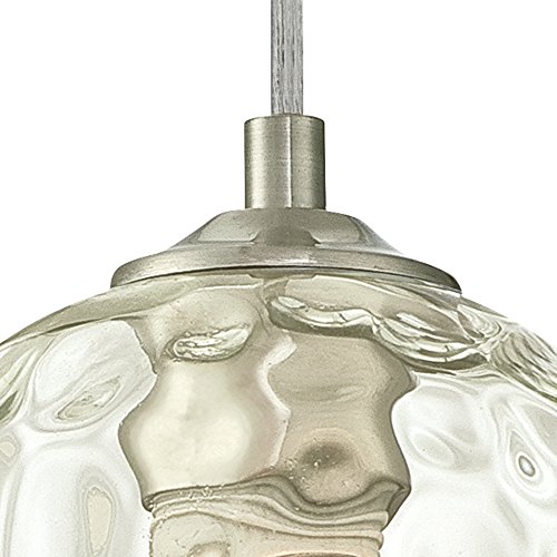 Westinghouse Lighting 6328800 One-Light Indoor Mini Pendant, Brushed Nickel Finish with Clear Hammered Glass