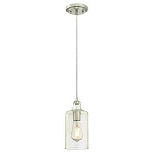 westinghouse lighting 6329000 one-light indoor mini pendant, brushed nickel finish with clear textured glass