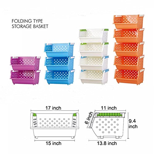 MAGDESIGNER Toys Storage Organizer Bins Baskets with Wheels for Kid Can Move Everywhere Large 4 Baskets Natural/Primary (Primary Collection) (Purple&Blue&Orange&Green)