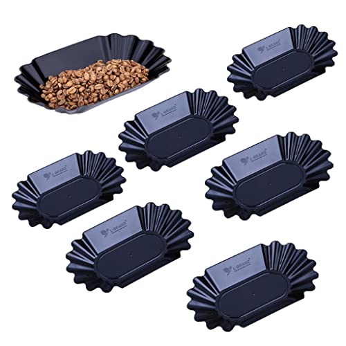 Dovewill 6x Durable Plate Plastic Dish Coffee Beans Cupping Sample Tray - Oval Black Reusable Tableware