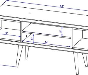 Manhattan Comfort Utopia Collection Mid Century Modern TV Stand With Open 3 Open Shelves and Two Open Cubbies, White/Wood