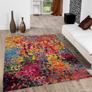 allstar multi color high-density soft geometric abstract splatter designed area rug (5' 0" x 7' 0")