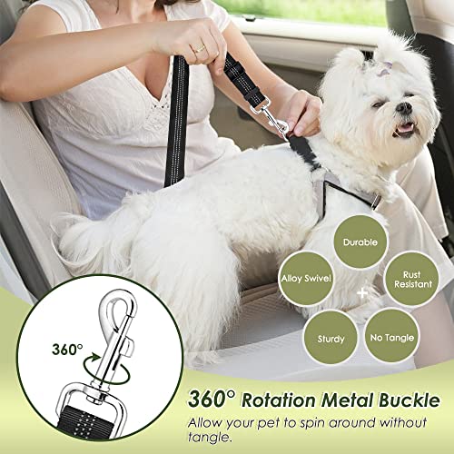 SlowTon Dog Seat Belt Car Harness Set - Adjustable Dog Seatbelt with Carabiner for Most Cars, Breathable Dog Vest Harness Padded with Car Safety Leash for Small Medium Large Dogs Puppy Cats(Red M)