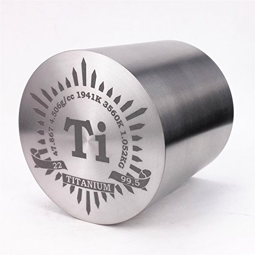 1Kg Fine Turning Titanium Metal Cylinder dia67×67mm 99.5% Engraved Periodic Table