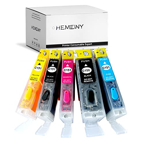 HEMEINY Full Refillable Ink Cartridge Replacement for Canon PGI-150 CLI-151, Works with Pixma IP7210 MG5410 MX721 MX921 MG5510 IX6810 Printers