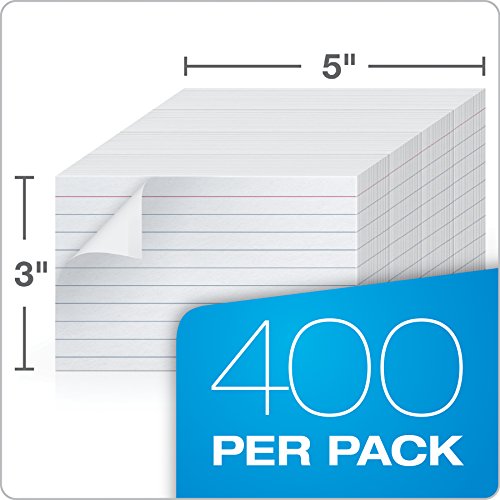 Oxford Self-Stick Index Cards, 3 x 5 Inch, Ruled, White, Premium Weight Paper, 400 Pack (61400A)